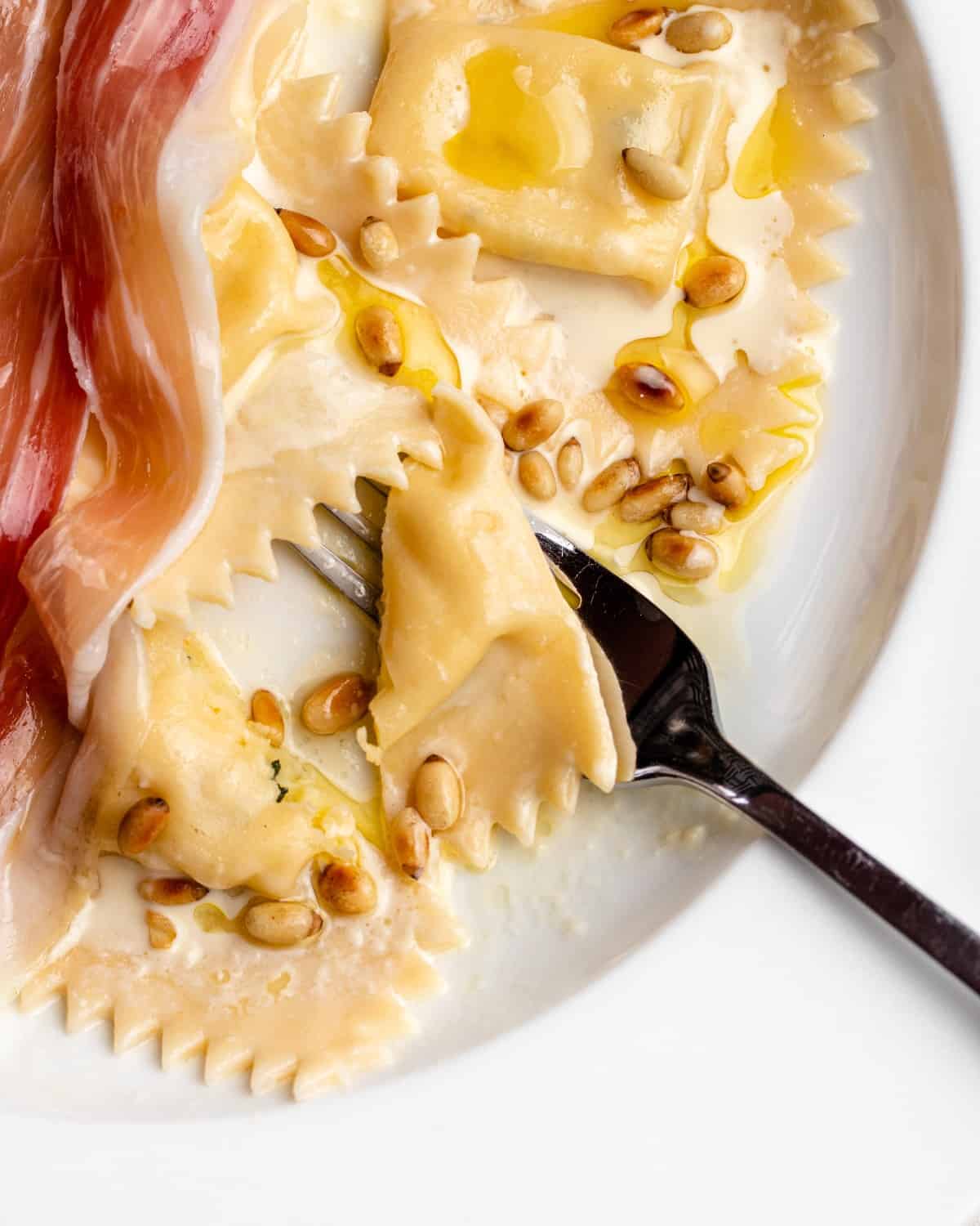 Potato Ravioli with Prosciutto and Pine Nuts - The Burnt Butter Table