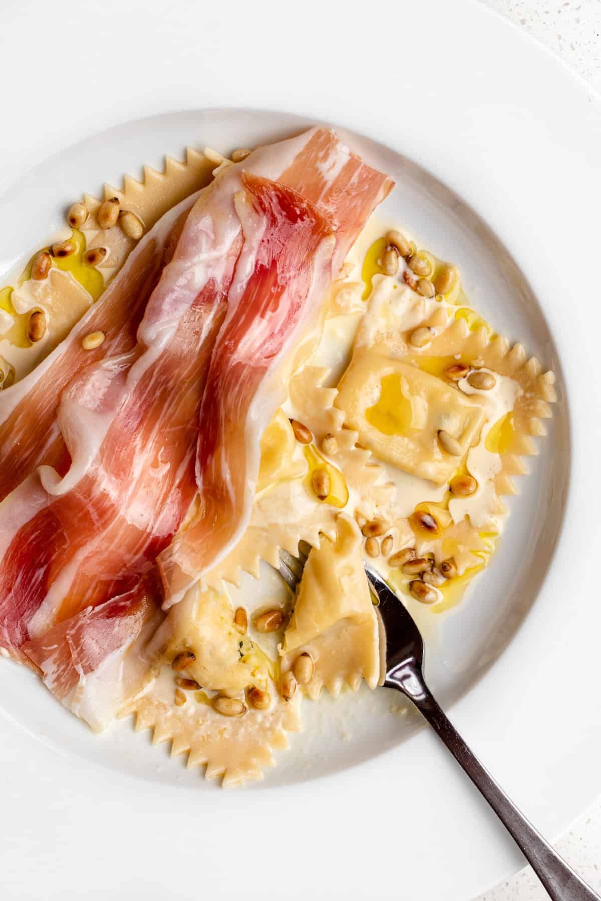 Potato Ravioli with Prosciutto and Pine Nuts - The Burnt Butter Table