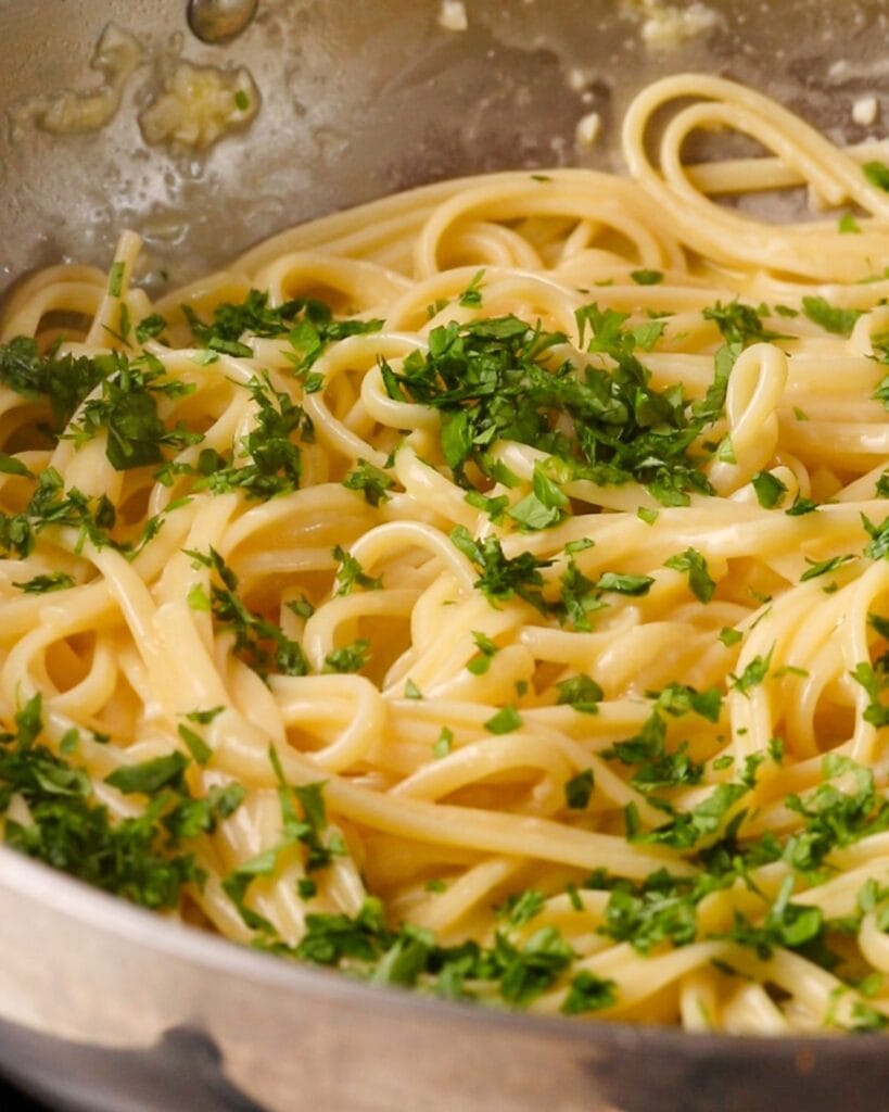 Garlic parmesan pasta with chicken (no cream) - The Burnt Butter Table